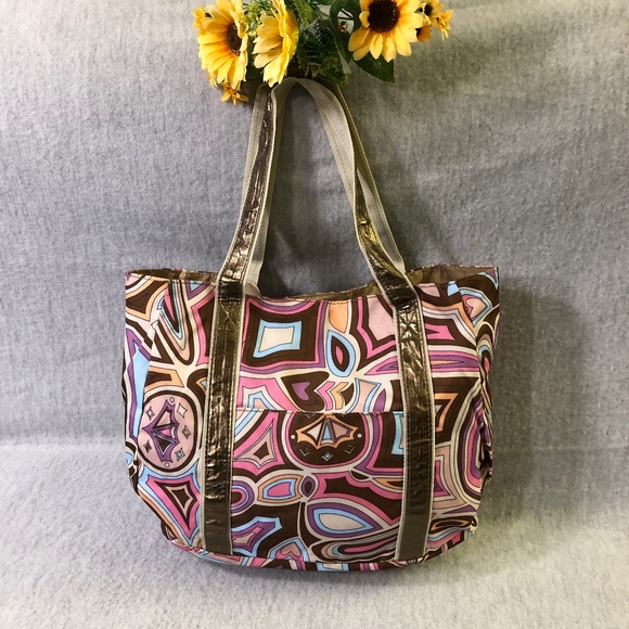 Avon | Bags | Nwot Pink Bronze Multi Print Tote Bag | Poshmark